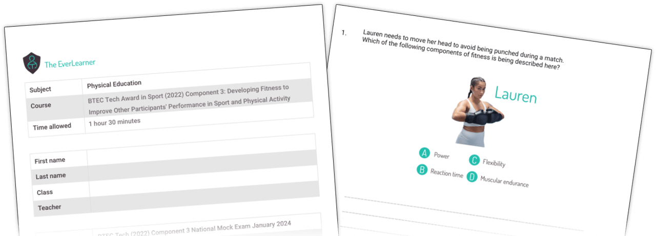 BTEC Tech in Sport, R180 Sport Science, R184 Sport Studies mock exams