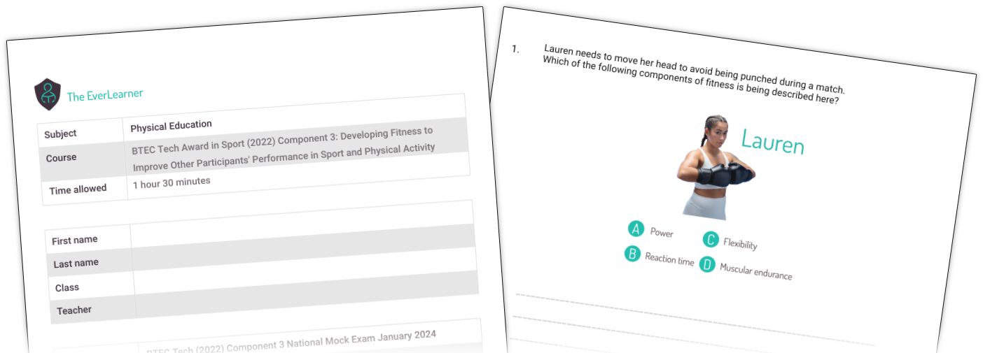 BTEC Tech in Sport, R180 Sport Science, R184 Sport Studies mock exams