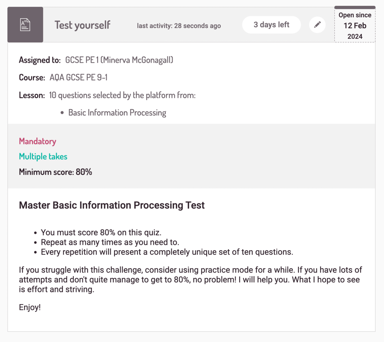 My five favourite PE assignment structures on TheEverLearner.com