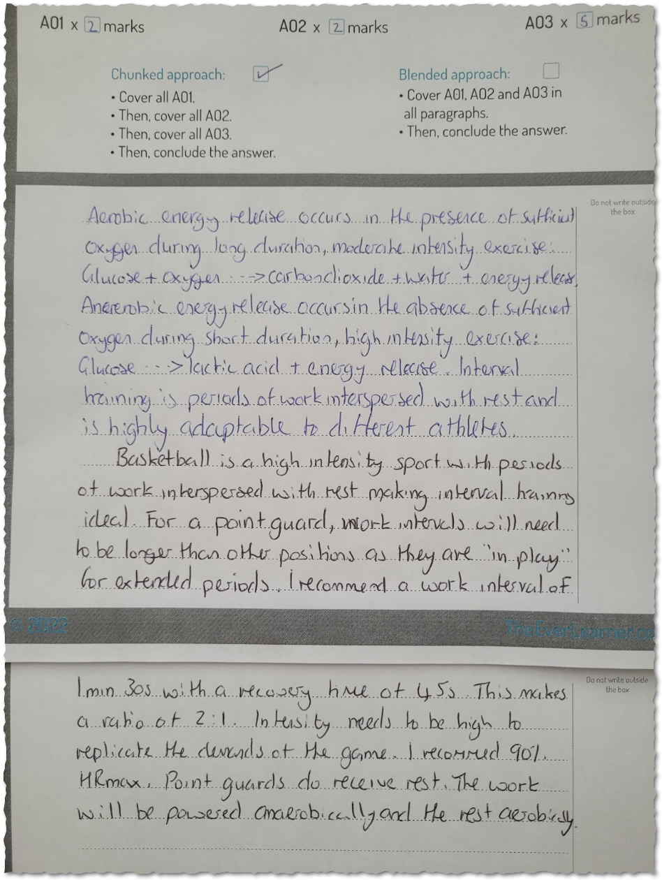 9-mark answering for AQA GCSE PE